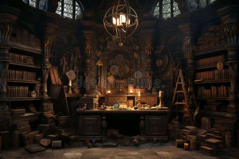 Dark Wizards Library a Dark Wizards Library Stock Illustration ...