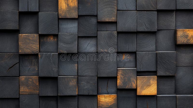 Dark Wood Block Wall Panel Abstract Design Stock Illustration ...