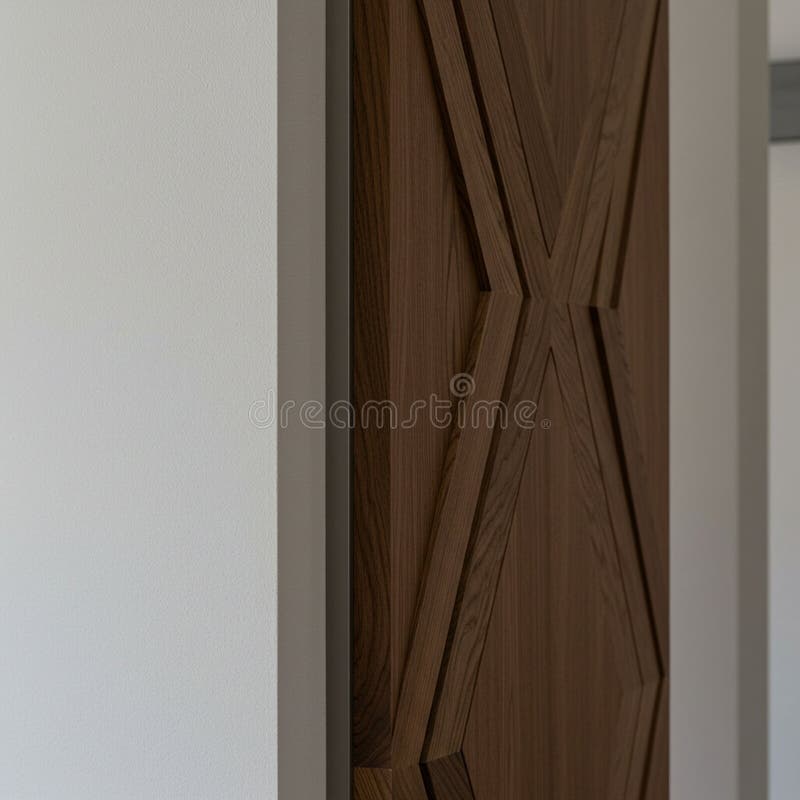 Dark Wood Door with Intricate Geometric Patterns of Intersecting Lines ...