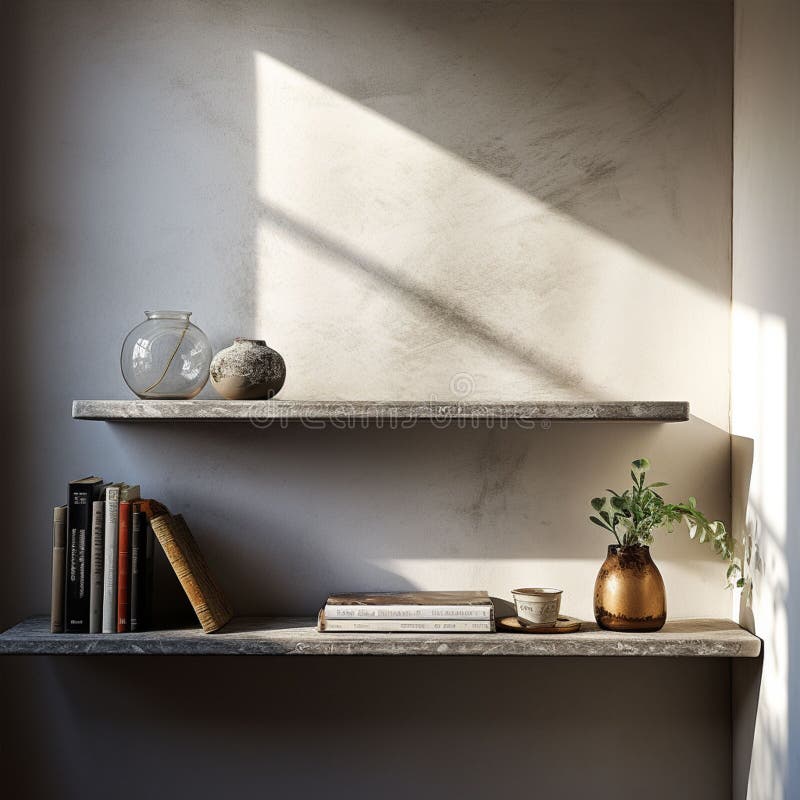 Rustic Wood Floating Shelf with Modern Black Frames with Rustic Wall ...