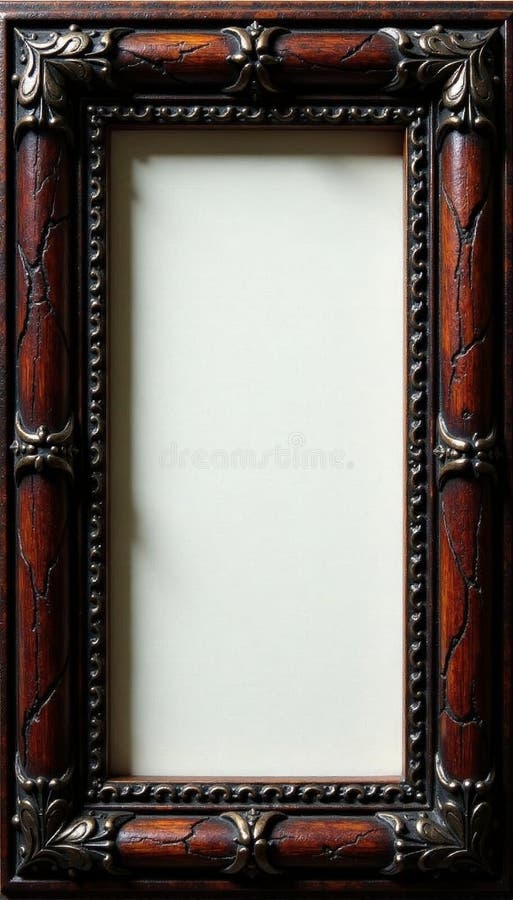 Dark Wood Frame with Silver Inlay, Complex Carvings, Design, Aesthetic ...