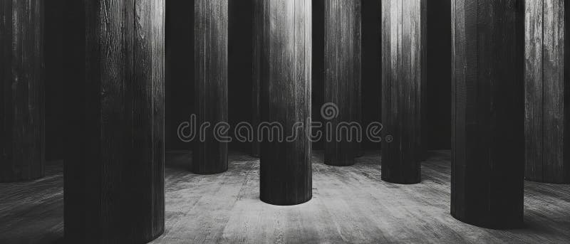 Dark Wood Grain Banner Template with Textured Background and Ample ...