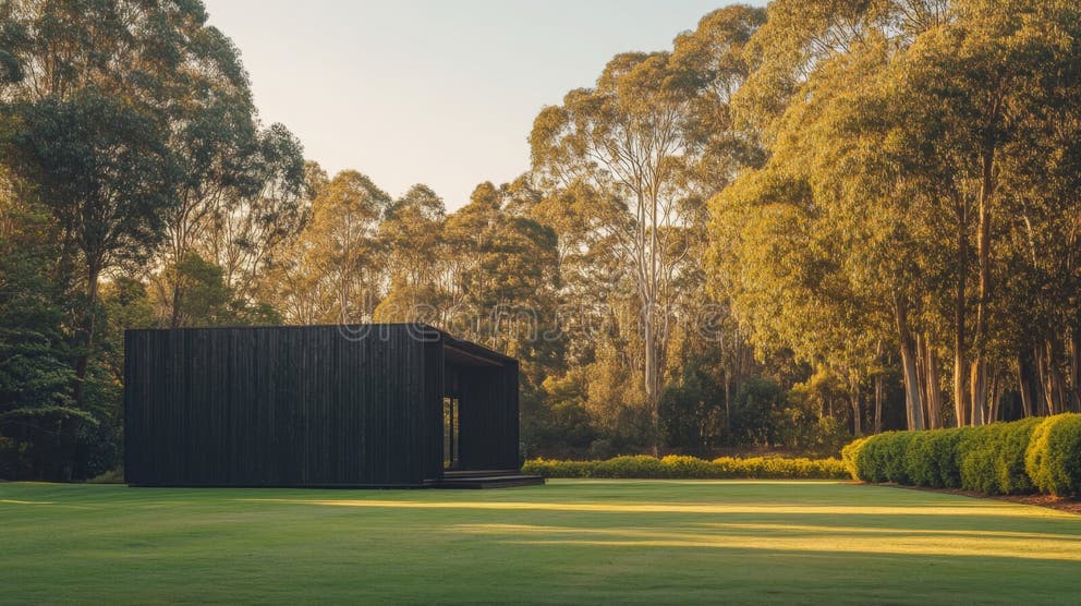 Dark Wood Structure in a Green Landscape Stock Illustration ...