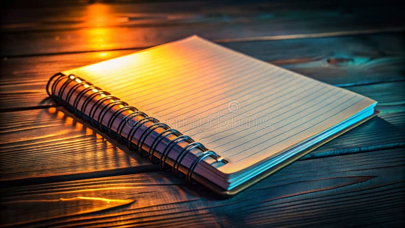 Dark Wood Tabletop with Blank Spiral Notebook Ideal for Study Planning ...