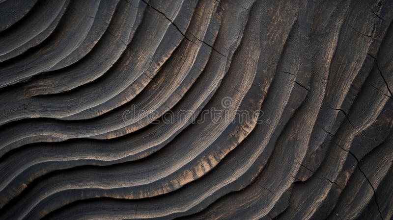 Dark Wood Texture Showing Concentric Rings and Cracks Creating Wavy ...