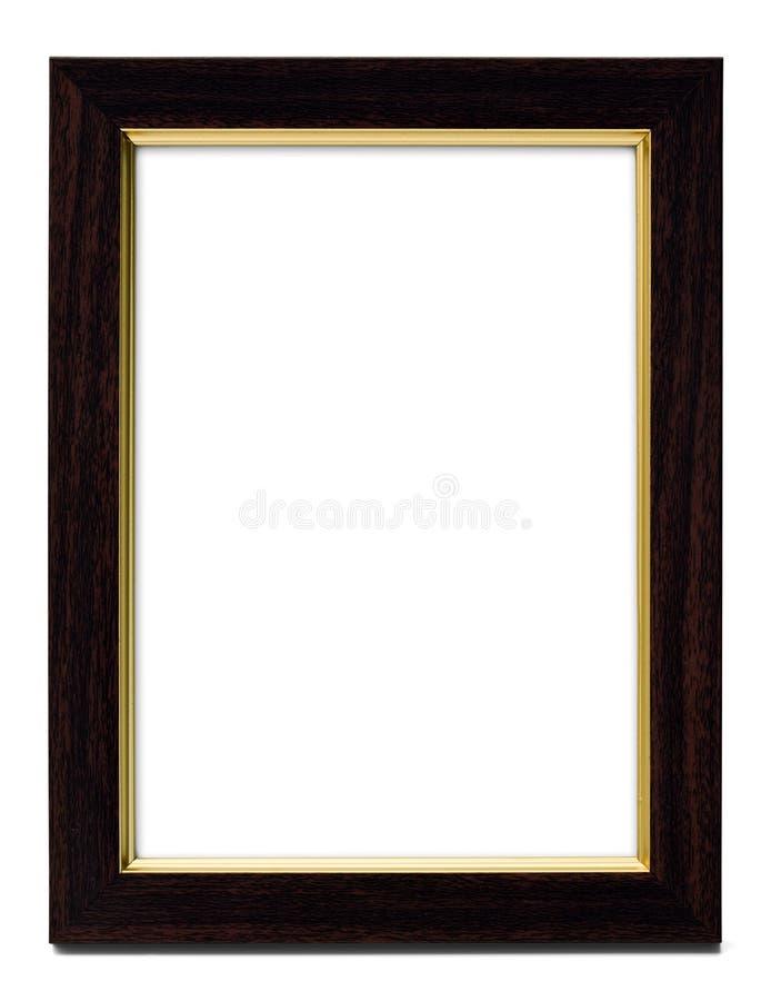 Dark Wooden Picture Frame with Clipping Path Stock Image - Image of ...