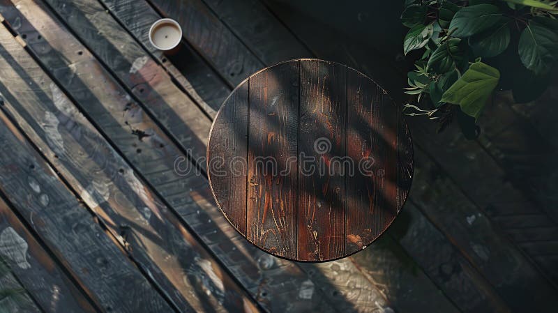 Dark Wooden Table Top Shot Overhead Birds Eye Top Down Empty ...