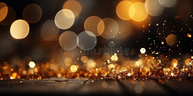 Dark Yellow Color Defocused Macro Sparks Fall and Sparkle in Ray of ...