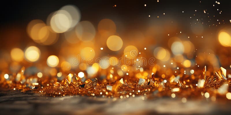 Dark Yellow Color Defocused Macro Sparks Fall and Sparkle in Ray of ...