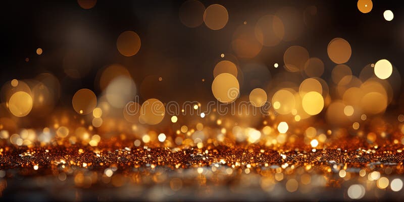 Dark Yellow Color Defocused Macro Sparks Fall and Sparkle in Ray of ...