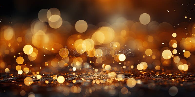 Dark Yellow Color Defocused Macro Sparks Fall and Sparkle in Ray of ...