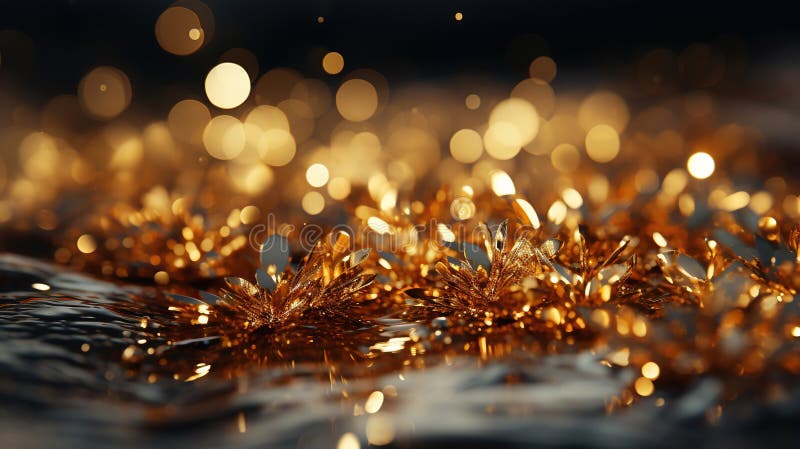 Dark Yellow Color Defocused Macro Sparks Fall and Sparkle in Ray of ...