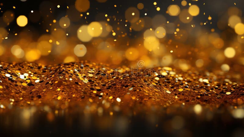Dark Yellow Color Defocused Macro Sparks Fall and Sparkle in Ray of ...