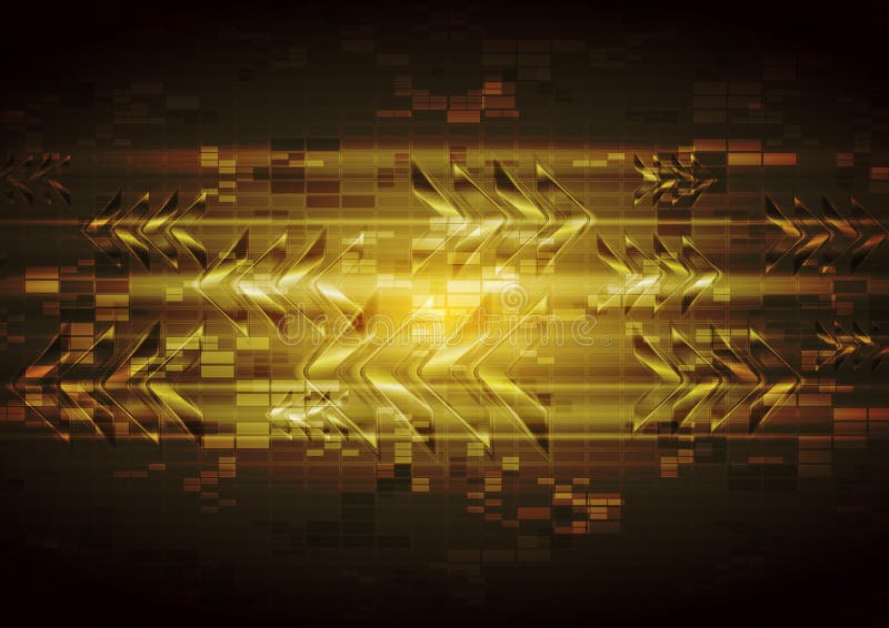 Vector Yellow Tech Design with Abstract Glossy Arrows Stock Vector ...