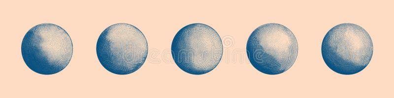 Darkened 3D Sphere with Different Hand Drawn Dotted Etching Isolated ...