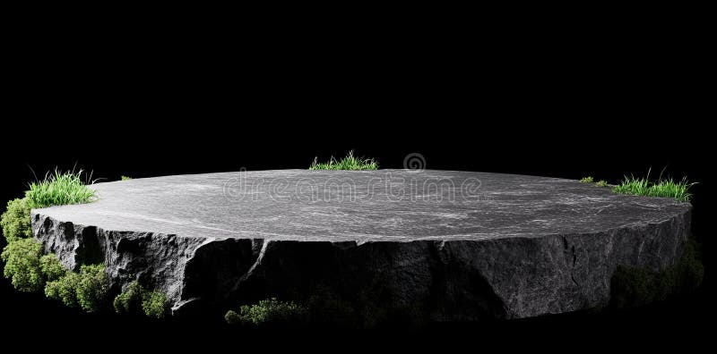 A Darkened Display Setting Showcases a Rounded Rocky Platform Featuring ...