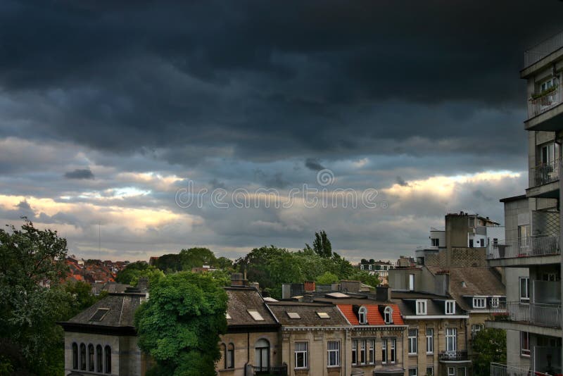 Heavy Rain Clouds Over City Stock Photo - Image of shadowy, clouds: 756654
