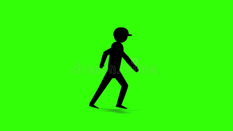 Darkness Man Walking Forward Icon on Green Screen Background. Stock ...
