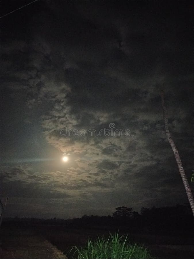 Darkness Moon in the Midnight Stock Image - Image of midnight, horizon ...
