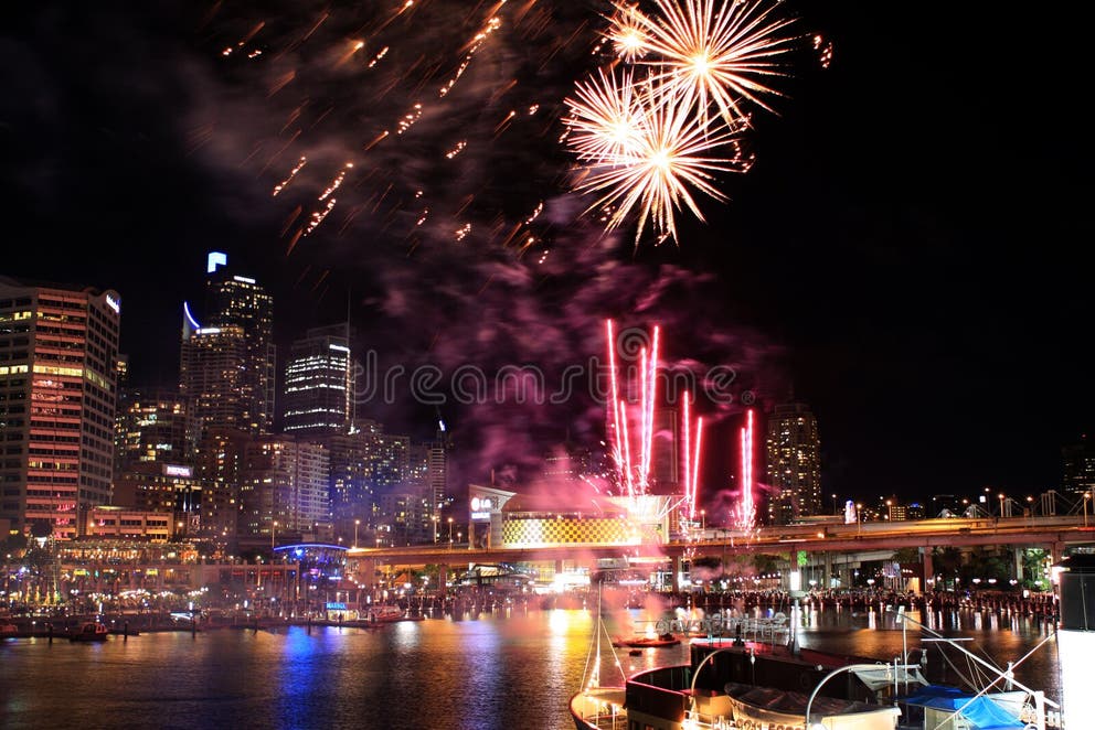Darling Harbour Fireworks editorial stock photo. Image of harbour ...