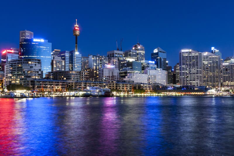 Darling Harbour Sydney Twilight Editorial Photography - Image of city ...