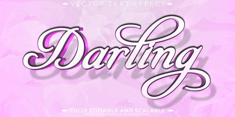 Darling Text Effect, Editable Soft and Clean Text Style Stock Vector ...