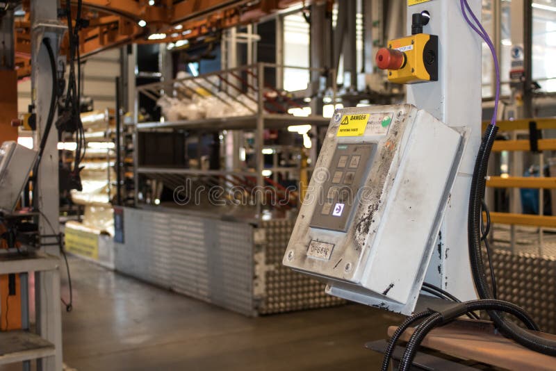 Electronic Control Panel For Production Line Workstation Inside A ...