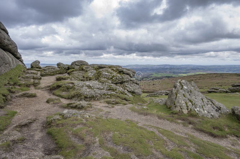 Darmoor view from Haytor stock photo. Image of scenery - 314091676
