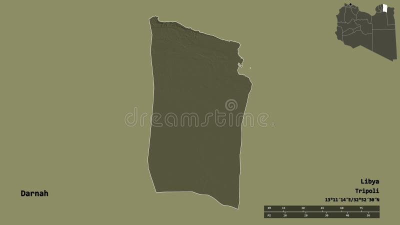Darnah, District of Libya, Zoomed. Administrative Stock Illustration ...