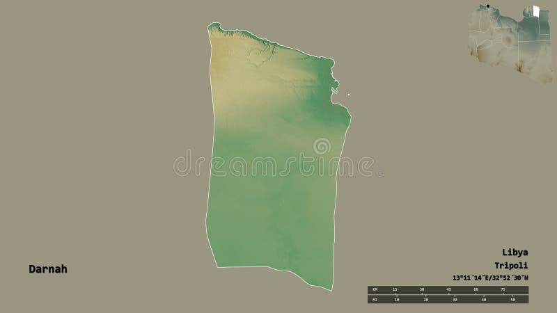 Darnah, District of Libya, Zoomed. Relief Stock Illustration ...