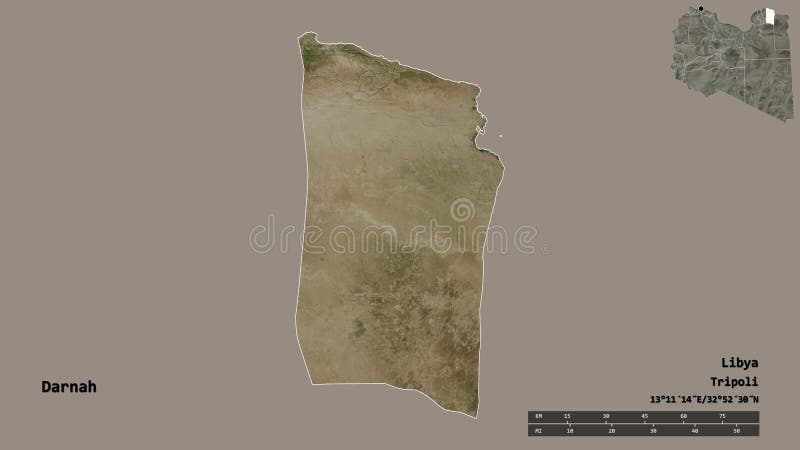 Darnah, District of Libya, Zoomed. Satellite Stock Illustration ...