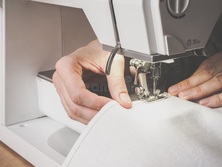 Darning Jeans on a Sewing Machine. Stock Photo - Image of needle ...