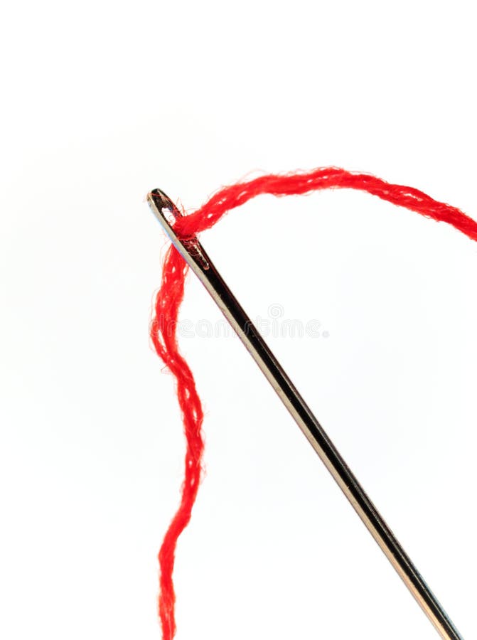 Darning Needle and Red Thread Stock Image - Image of sewing, macro: 4794067