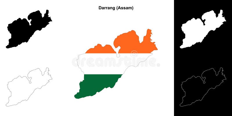 Darrang outline map stock vector. Illustration of vector - 368823015