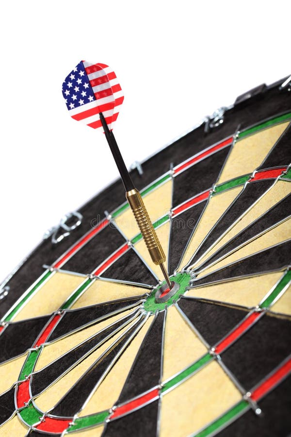 Dart with the American Flag Hitting a Target Board Stock Image - Image ...