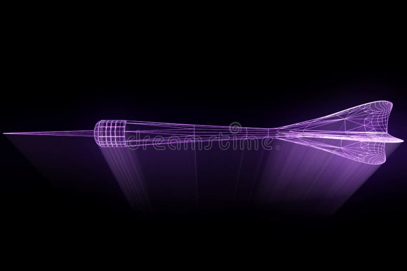 Dart Arrow in Hologram Wireframe Style. Nice 3D Rendering Stock ...
