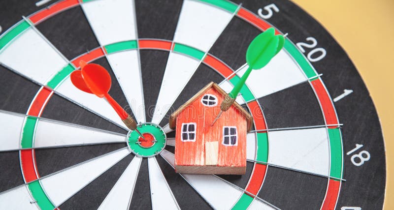 Dart Arrow, House Model on Dartboard Stock Photo - Image of home, dart ...