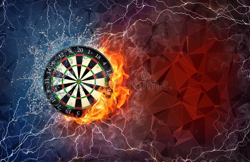 Dart Board in Fire and Water Stock Illustration - Illustration of ...