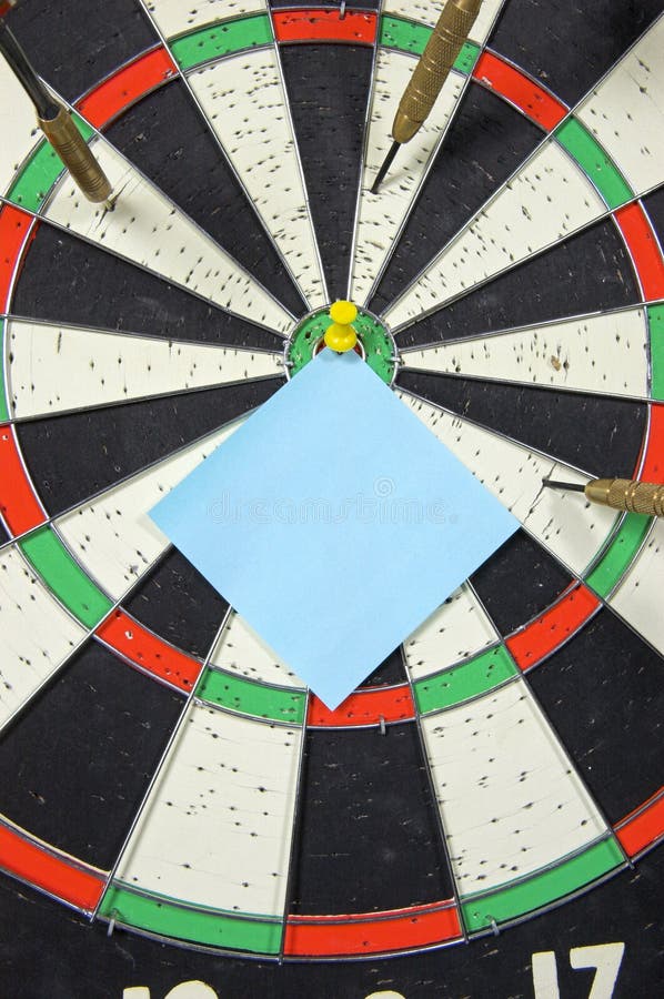 Dart Board With Pinned Paper Note Stock Image - Image of game, note: 499953