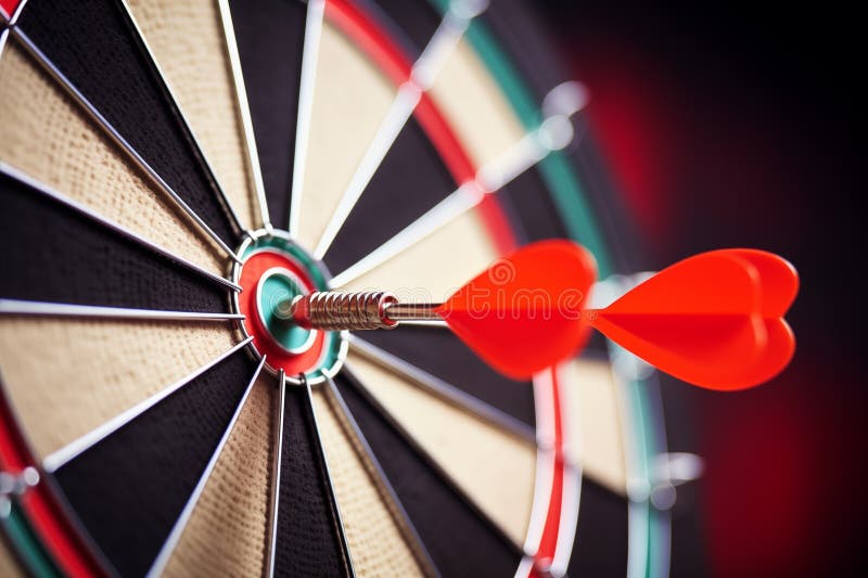 A Dart on Center of Dart Board. Goal Business by Generative AI. Stock ...