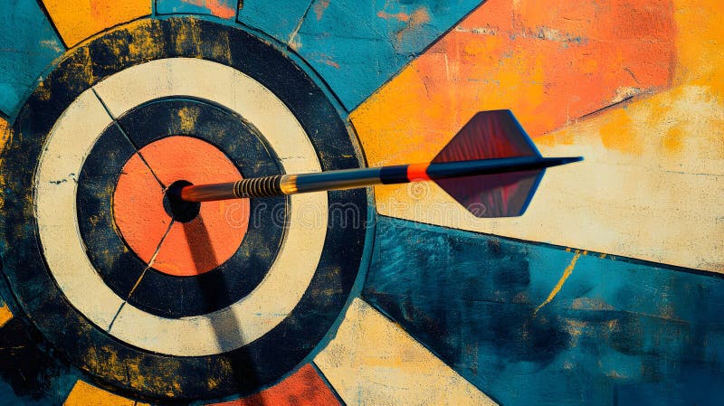 A Dart Embedded in the Center of a Colorful Target Stock Illustration ...