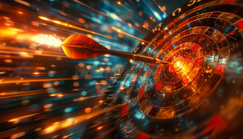 A Dart is Flying through a Colorful Background with a Large Circle in ...