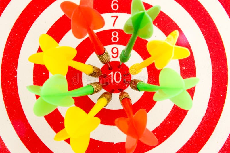 2 Dart Green And Yellow Color Right On Target With Text Success Stock ...