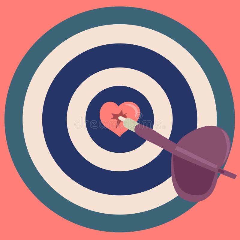Dart Hit the Heart in the Middle of the Target Stock Vector ...