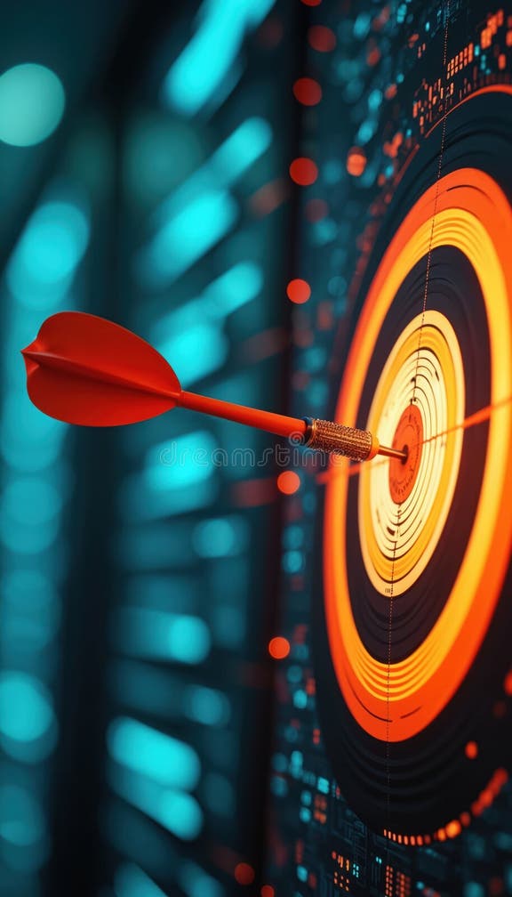 Dart Hits Target Center. Illustration Shows Themes Precision, Accuracy ...