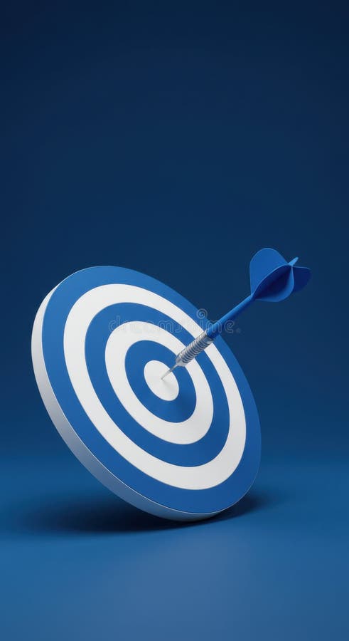 Dart Hitting Bullseye on Blue Target, Focus and Precision Visual Stock ...