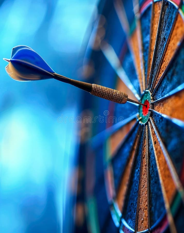 Dart Hitting at the Center of Target of Dartboard. Stock Image - Image ...
