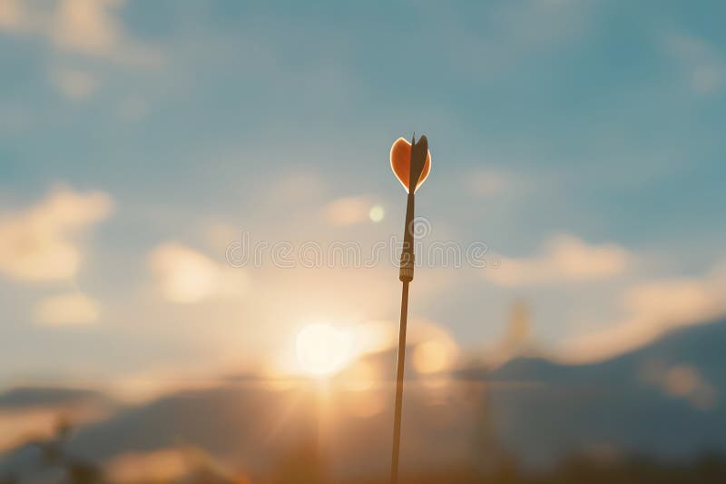 Dart Hitting Center of Target at Sunrise Stock Illustration ... Dart Hitting Center of Target at Sunrise Stock Illustration ...