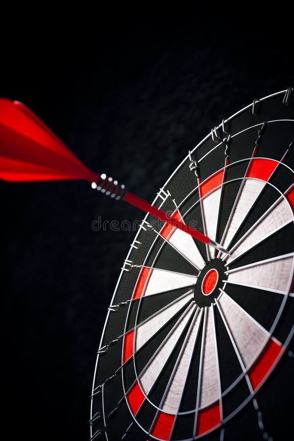 Dart Hitting Red Target in the Center of Dart. Generative AI Stock ...