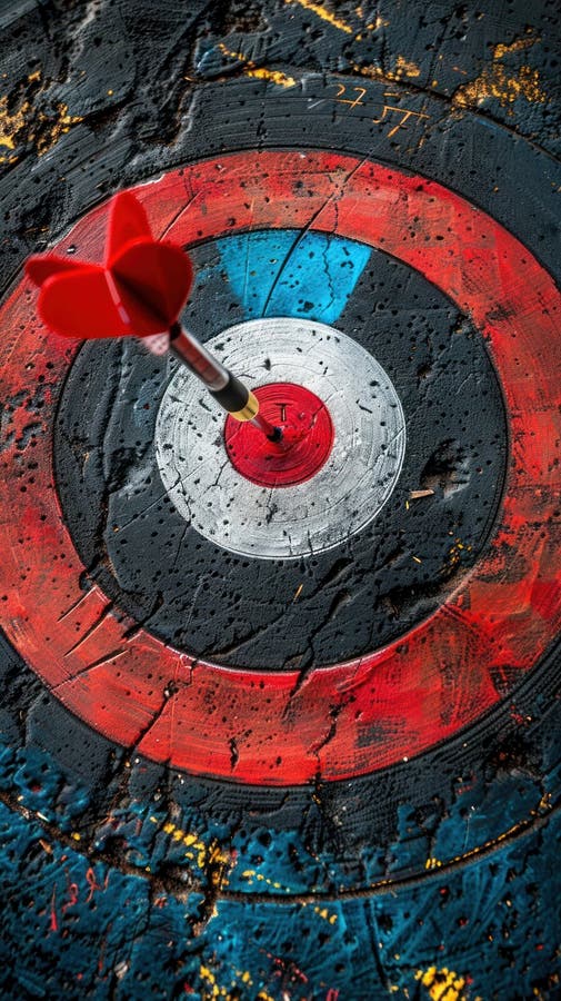 Dart Hitting Red and White Bullseye Stock Photo - Image of target ...